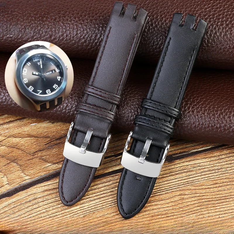 Black Brown Soft Waterproof Watch Strap for Swatch Yts401 402 409 ...