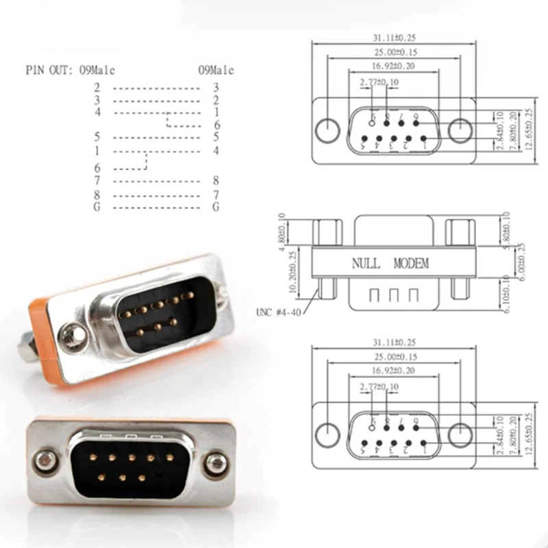 9Pin-Male-Female-DB9-Adapter-Connector-9P-Serial-Port-RS232-DB9-Male-to ...