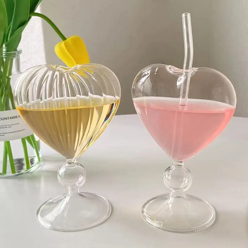 Heart-Love-Shaped-Glass-Mug-Couple-Cups-Bird-and-Various-Cocktail-Glass ...