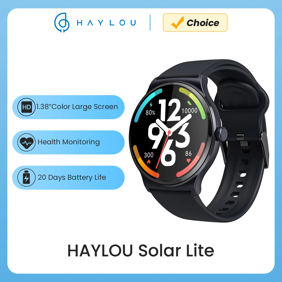 HAYLOU-Solar-Lite-rel-gio-inteligente-1-38-Display-Bluetooth-5-3-100 ...