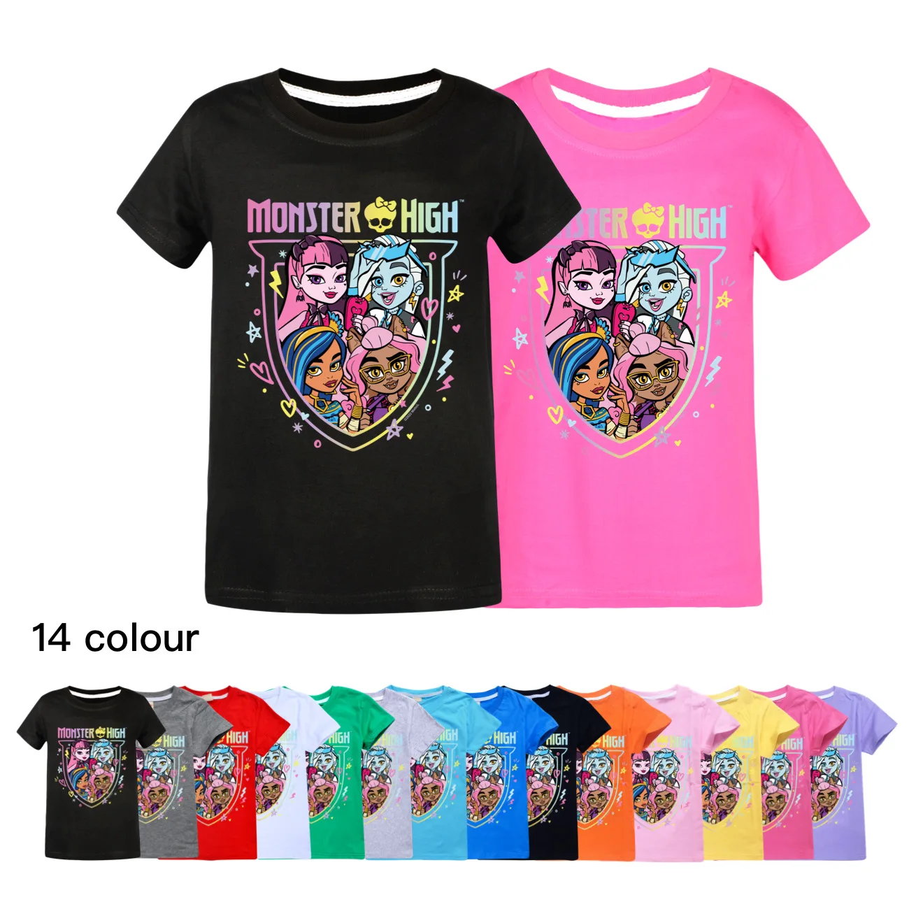 Monster-High-T-Shirt-Kids-2024-Summer-Clothes-Baby-Girls-Short-Sleeve ...