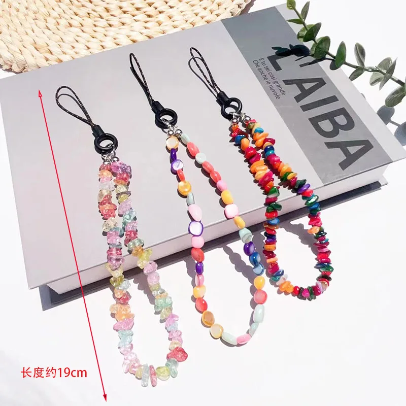 Crystal Beaded Phone Chain DIY Jewelry Fashion Colorful Natural Stone ...