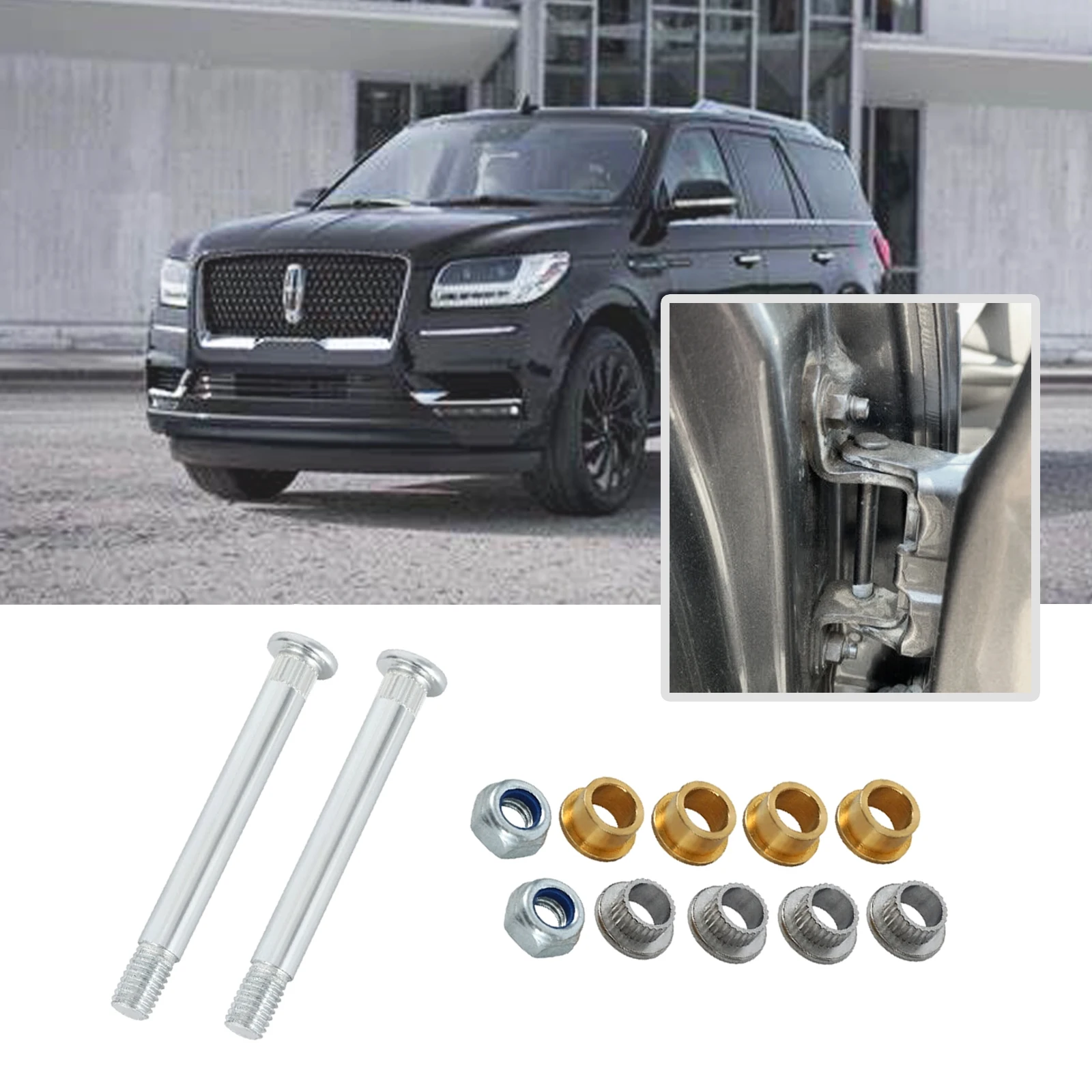 2Pcs-Door-Hinge-Pin-Bushing-Repair-Kit-Lock-Nuts-Fits-for-Ford-Mustang ...