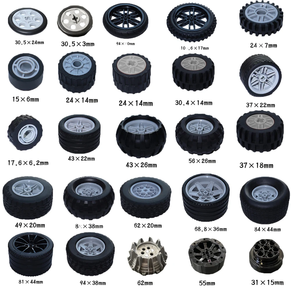 MOC-Building-Blocks-Technical-Tire-Wheel-Cross-Hole-Set-Motorcycle-Tyre ...