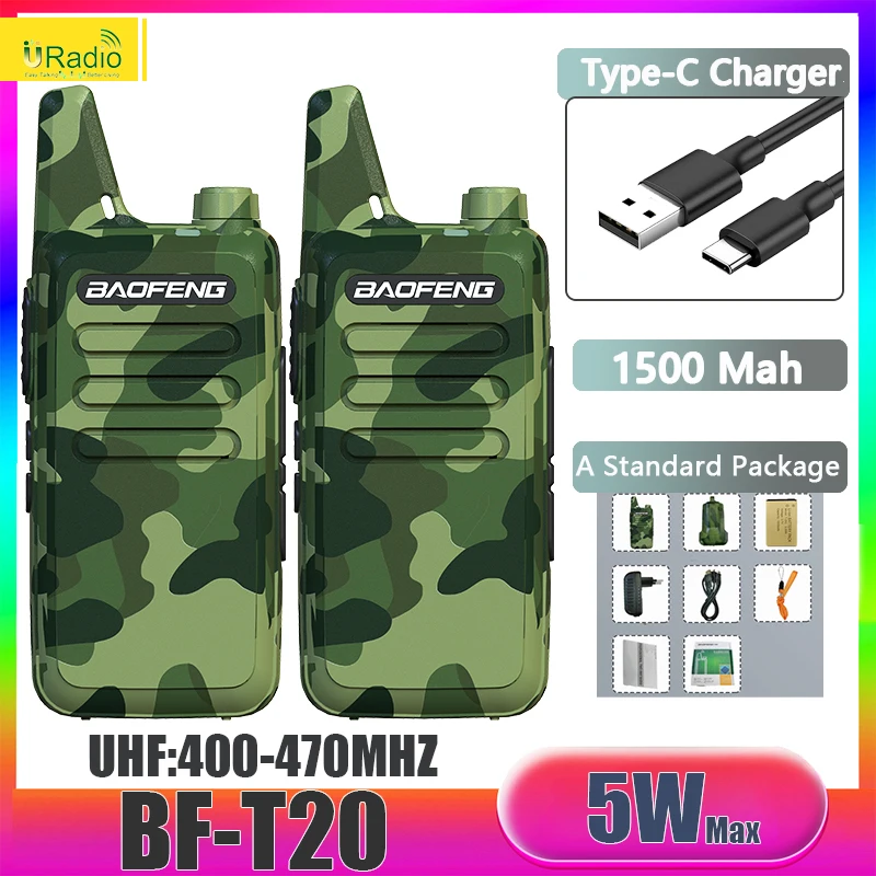 Baofeng-BF-T20-5W-Portable-Mini-Walkie-Talkie-Type-C-Charging-1PCS-2PCS ...