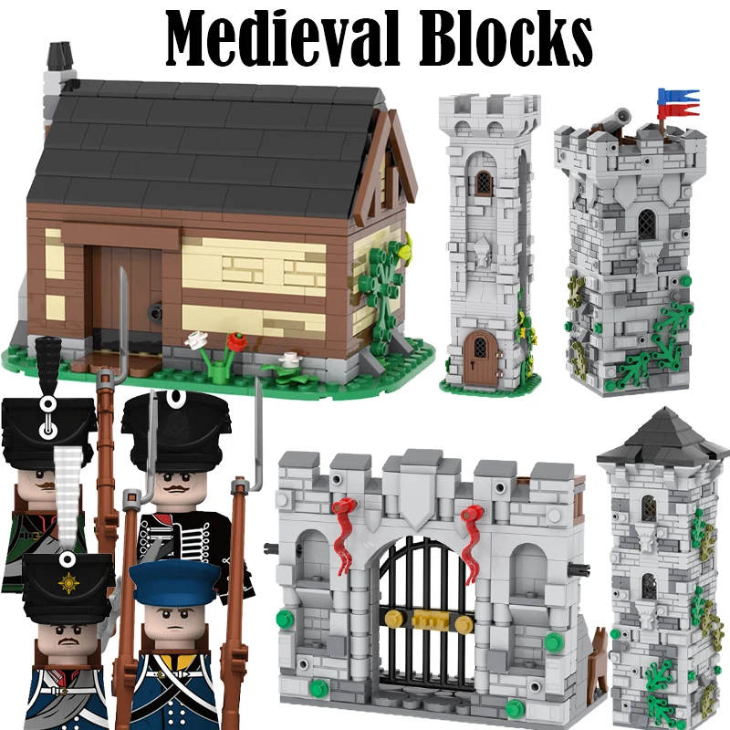 MOC Medieval Napoleonic Wars Building Blocks House City Wall Tower ...