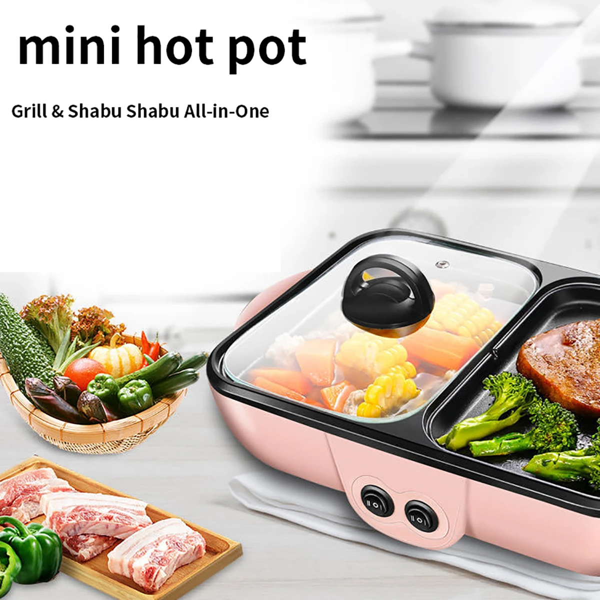 1200W-2-IN-1-Electric-Hot-Pot-Stew-Cooker-BBQ-Grill-Multifunctional-Non ...