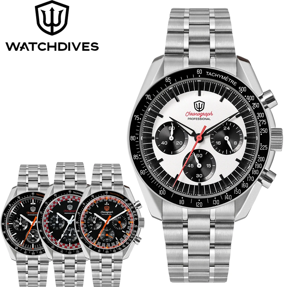 Watchdives 39mm VK63 Chronograph Watch WD1863 Stainless Steel Quartz ...