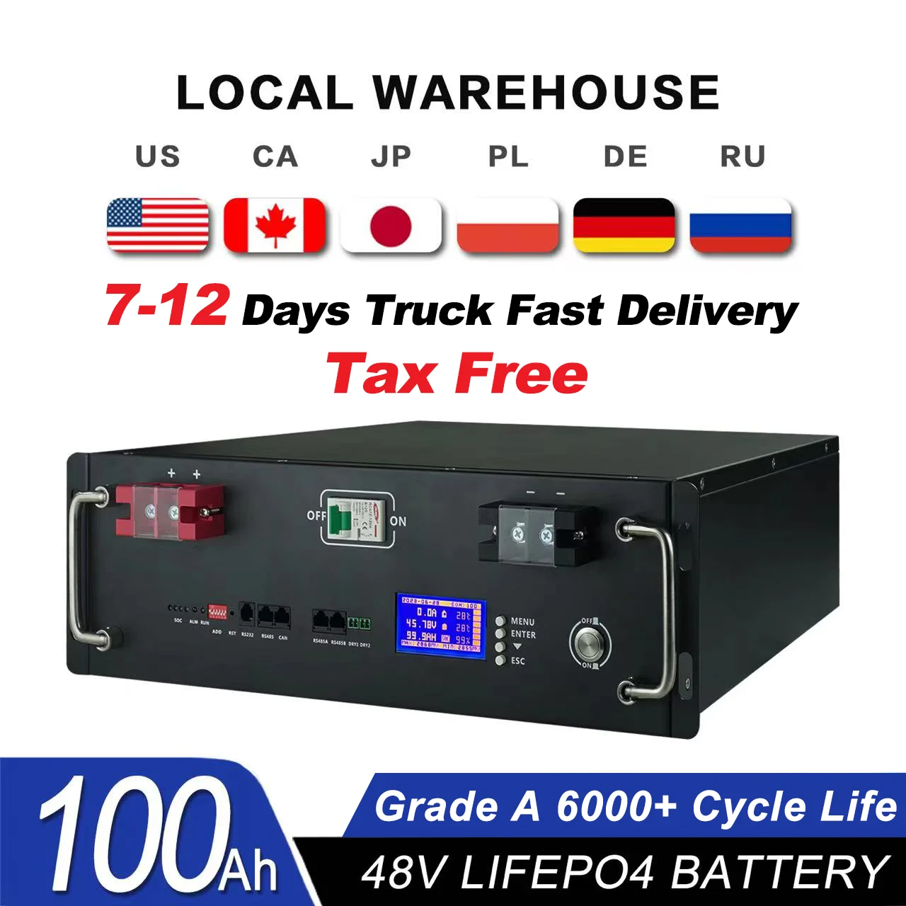 LiFePO4 48V 100Ah Battery Pack 51.2V 200Ah 120Ah 50Ah Lithium Battery ...