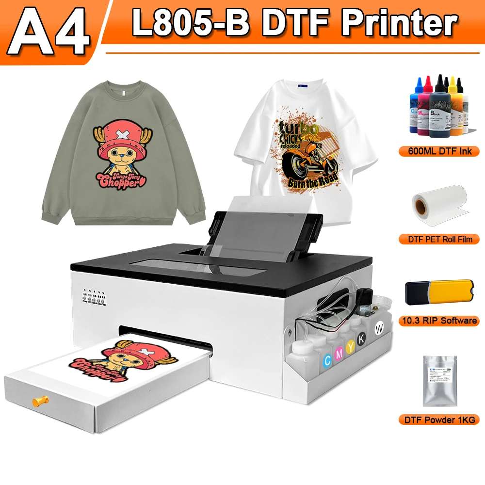 Dtf-プリント機,Tシャツ,ジーンズ,フード用のdtf変換キット付き,サイズL805 a4 dtf