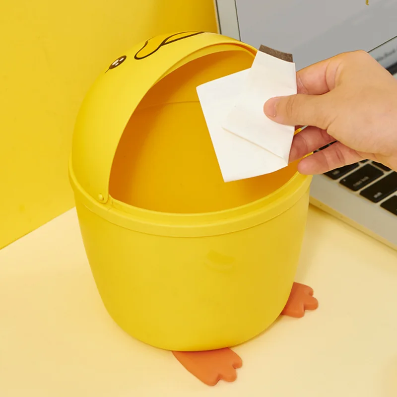 Creative-Desktop-Fliping-Type-Trash-Can-with-Lid-Kawaii-Cute-Duck ...