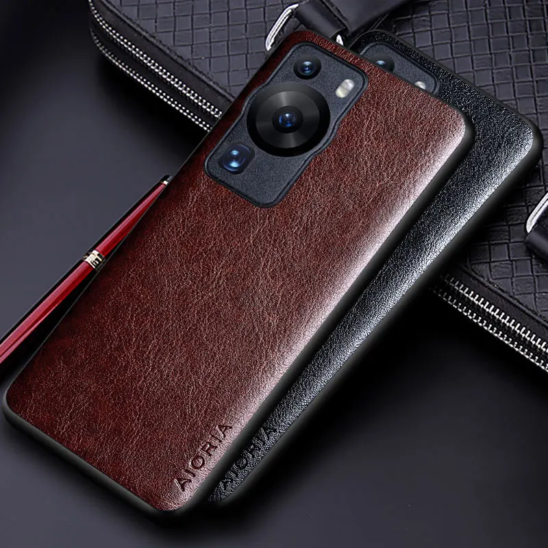 Luxury leather Case for Huawei P60 P50 Pro funda Business solid color ...