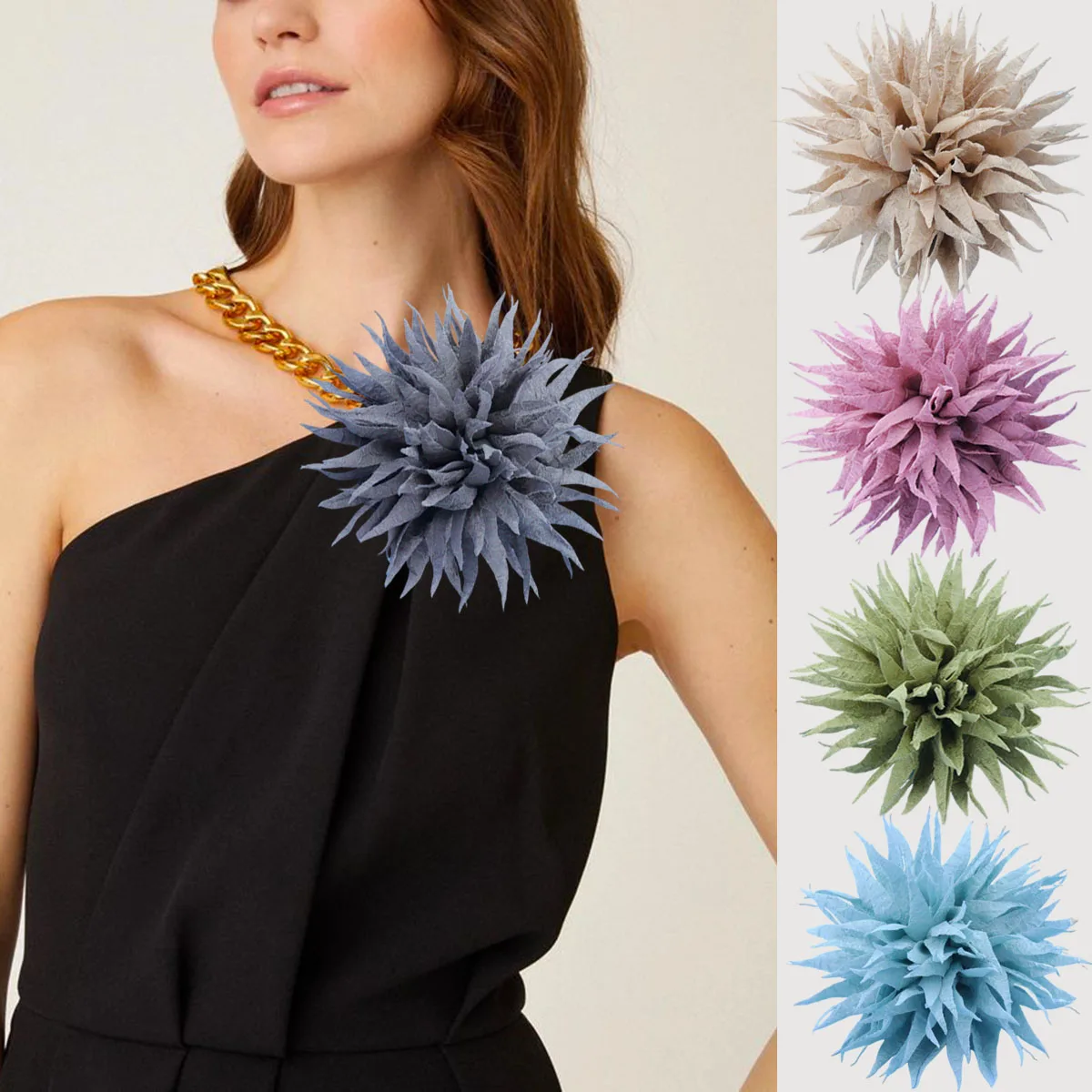 13CM Fashion Fabric Chrysanthemum Brooch Fabric Flower Corsage Delicate ...
