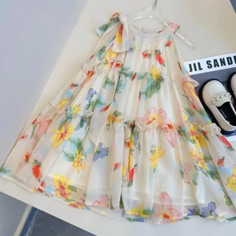New-Girls-Summer-Dress-Children-s-Flower-Chiffon-Beach-Strap-Dress ...
