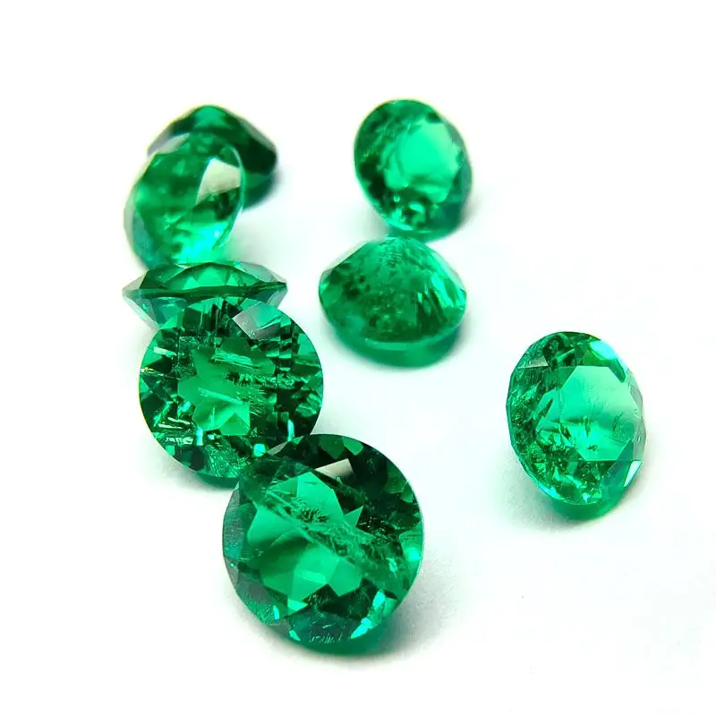Lab-Grown-Columbia-Emerald-Round-Shape-Hydrothermal-Gemstone-Hand-cut ...