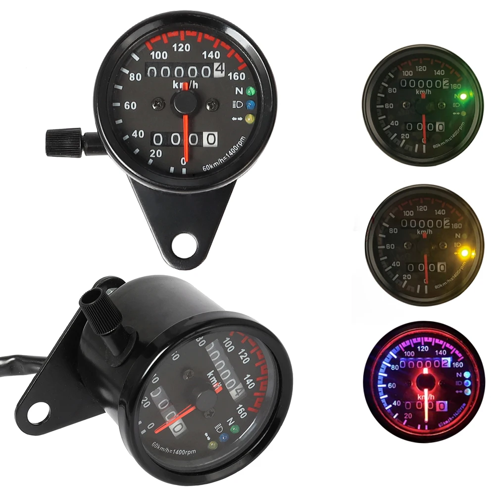 Motorcycl-12V-Dual-Speed-Meter-with-LED-Indicator-Speedometer-Universal ...