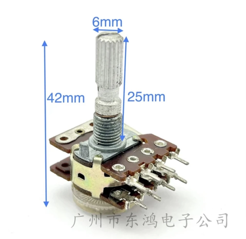 100KAX2 Stereo Volume Pot, Dual 100K Log Taper Potentiometer Alps RK16 ...
