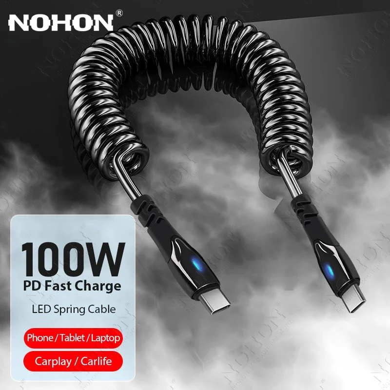 NOHON-LED-Spring-PD-100W-5A-Fast-Charging-USB-Type-C-Cable-for-iPhone ...