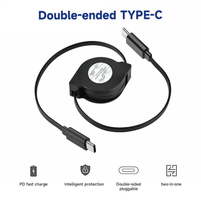 2-in-1-60W-Dual-Type-C-Cable-Universal-Telescopic-USB-C-Fast-Cord ...