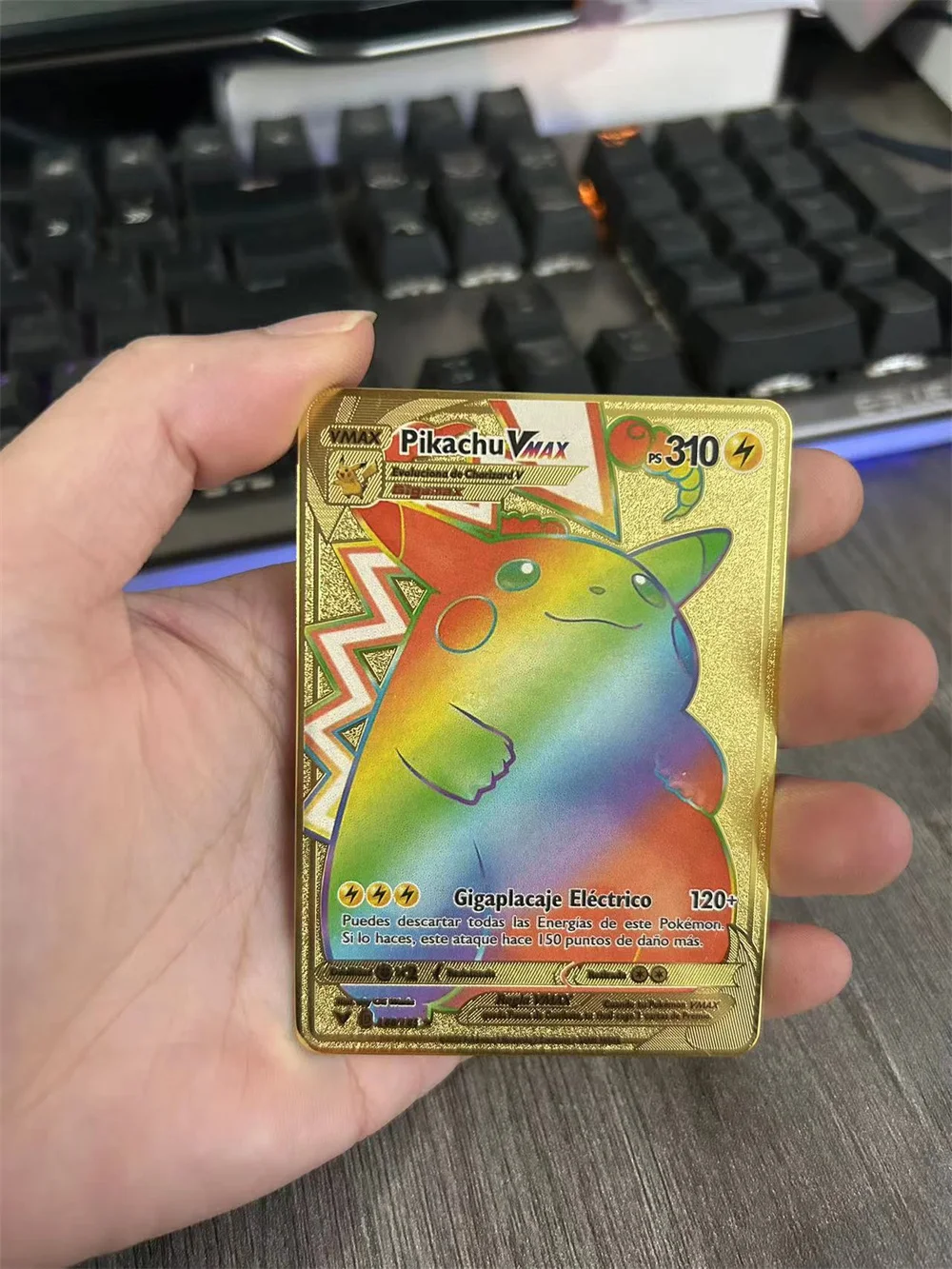 1Pcs Metal Card Spanish Version Anime Figure Charizard Pikachu Battle ...