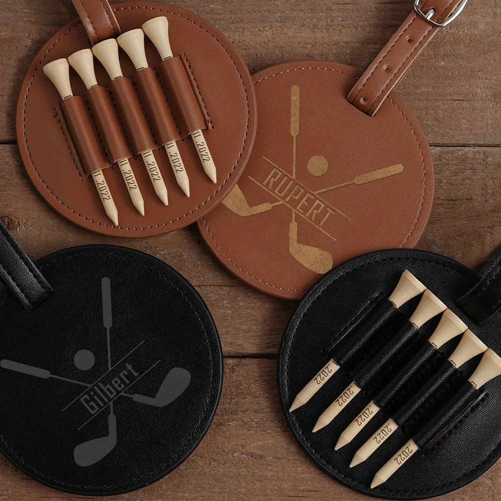 Personalized Leather Golf Tees Bag Groomsmen Dad Man Gifts Custom ...