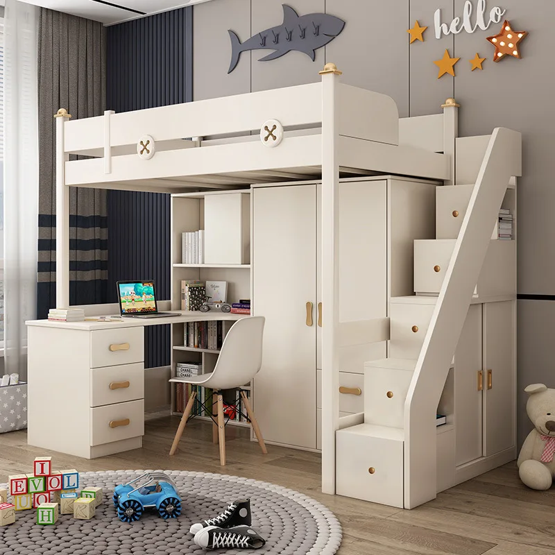 Bed and Desk Integrated Adult Combined Bed Bunk Bed with Wardrobe ...