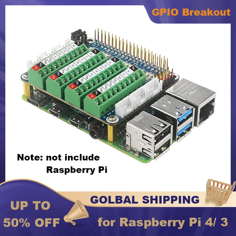 Raspberry-Pi-GPIO-Breakout-Board-Status-LED-Terminal-Block-ADC-DCA-Sensor-Extension-Board-for ...
