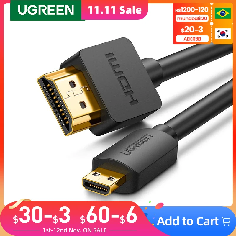Ugreen Micro Hdmi-compatible Cable Adapter 4k Ethernet For Gopro Hero7 ...
