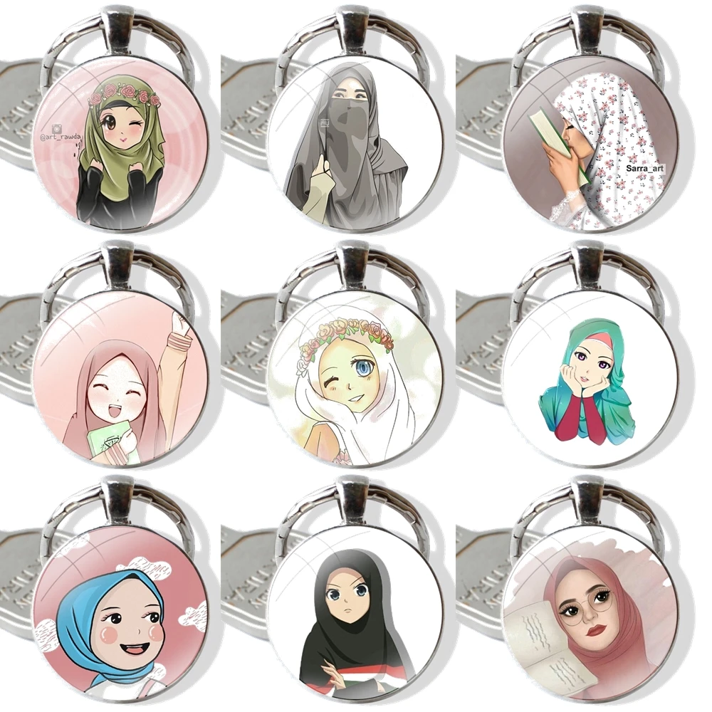Oriental-Woman-In-Hijab-Face-Muslim-Islamic-Girl-Eyes-Keychain-Handmade ...