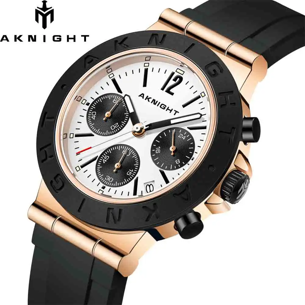 AKNIGHT New Sport Watch for Man Silicone Strap Quartz Movement 5ATM ...