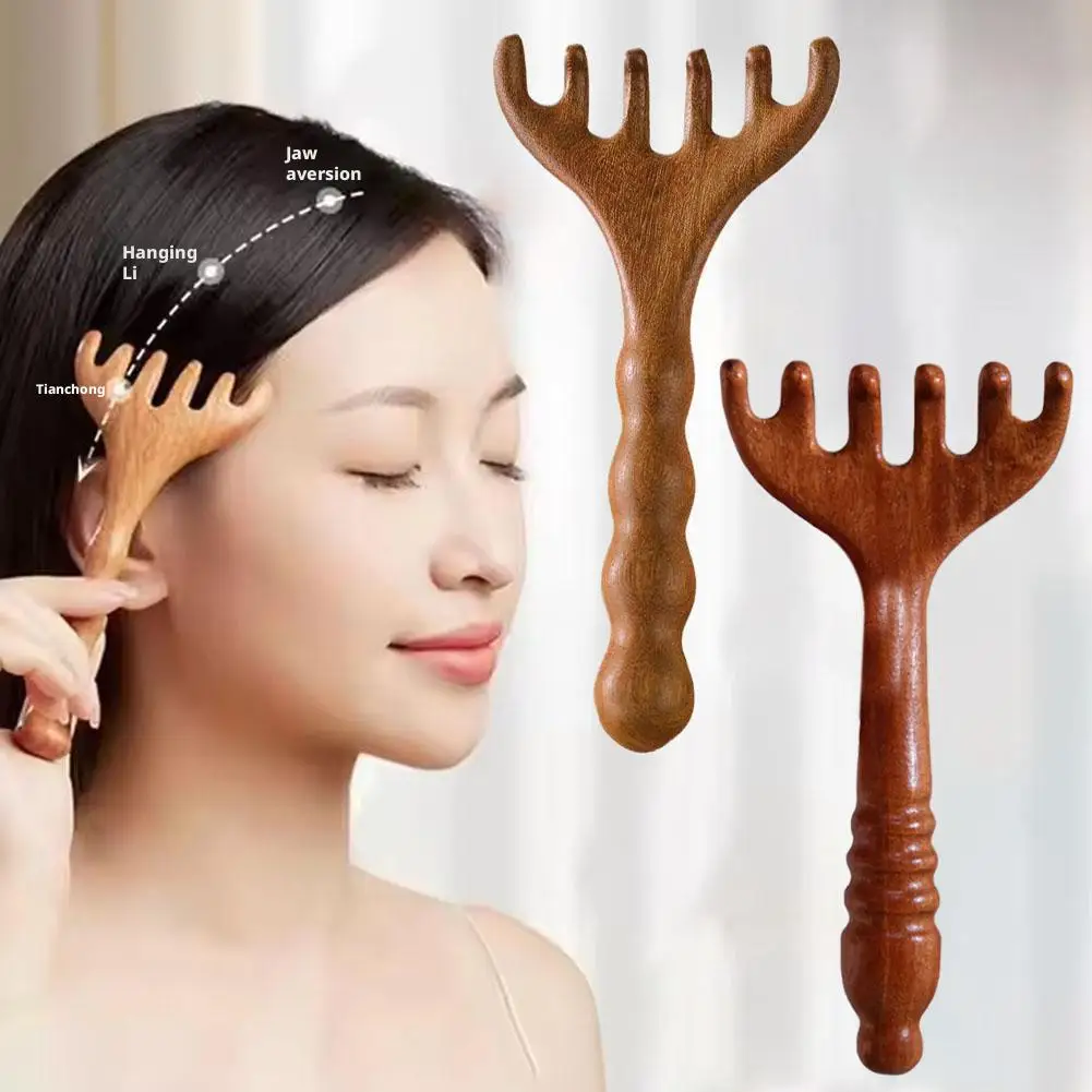 Six-Claw Sandalwood Head Massage Comb Tool Scalp Massage Five Claws ...