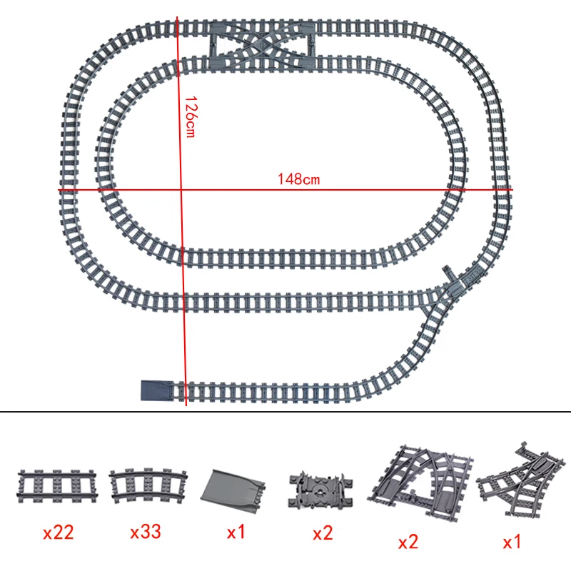 City-Trains-Flexible-Tracks-Forked-Straight-Curved-Rails-Switch ...