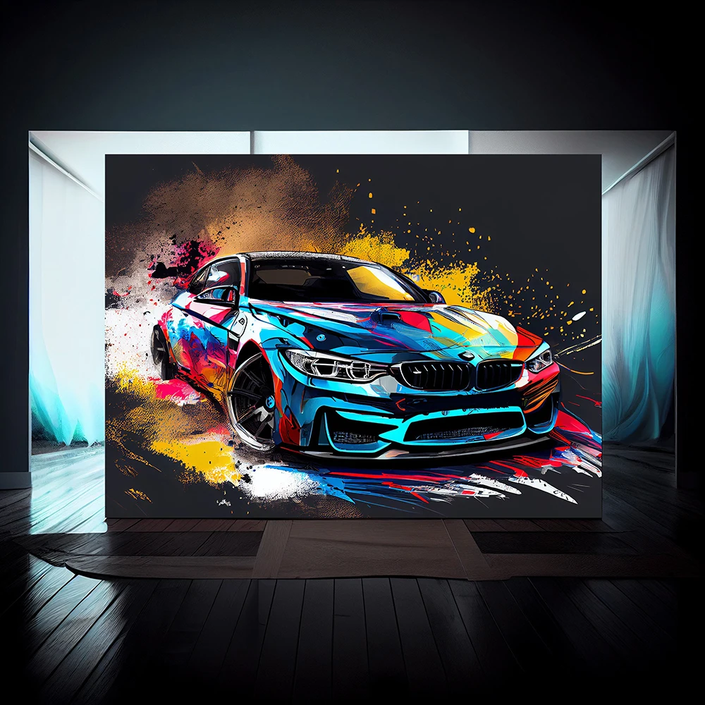 Abstract-Sports-Car-Street-Graffiti-Art-Canvas-Painting-Classic-M4 ...