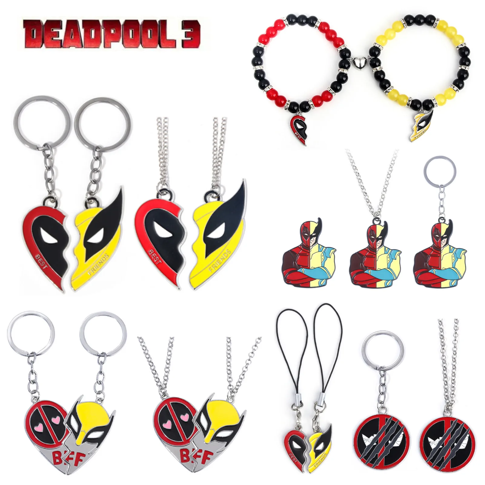 2pcs-Marvel-Movie-Deadpool-Wolverine-Charm-Necklace-Best-Friends-Set ...