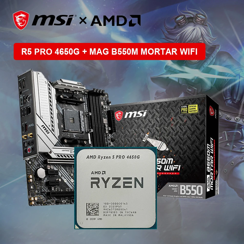 AMD New Ryzen 5 Pro 4650G R5 4650G CPU+MSI MAG B550M MORTAR WIFI ...