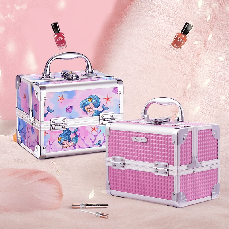 Portable Travel Makeup Box Alloy Mini Cosmetics Organizer Storage ...