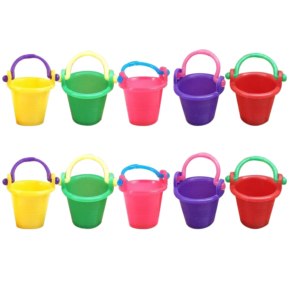 10 Pcs Mini Buckets Crafts Sand Toys Beach Plastic Miniature Pail Small ...