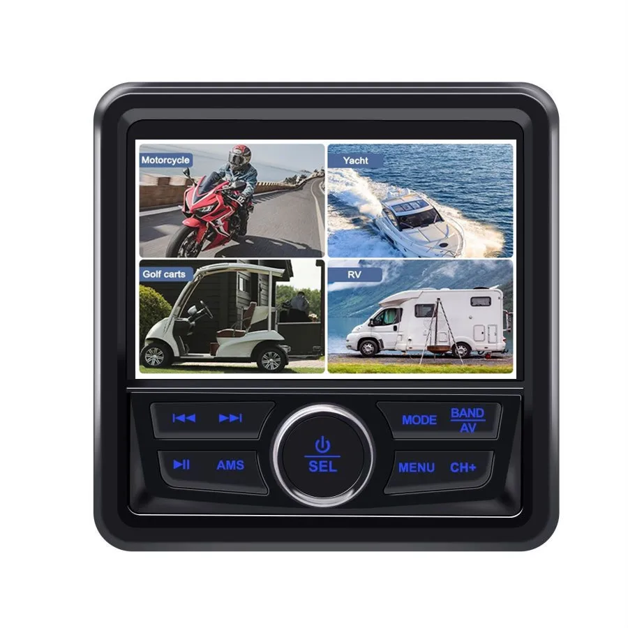 New-Waterproof-Marine-Stereo-Radio-With-Bluetooth-Moto-Audio-Boat-Car ...