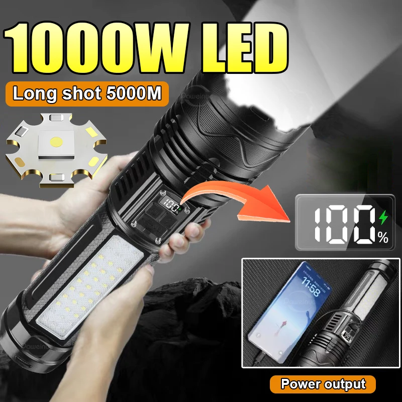 1000000LM-Rechargeable-Flashlight-15000mAh-Powerful-Torch-1000W-LED ...
