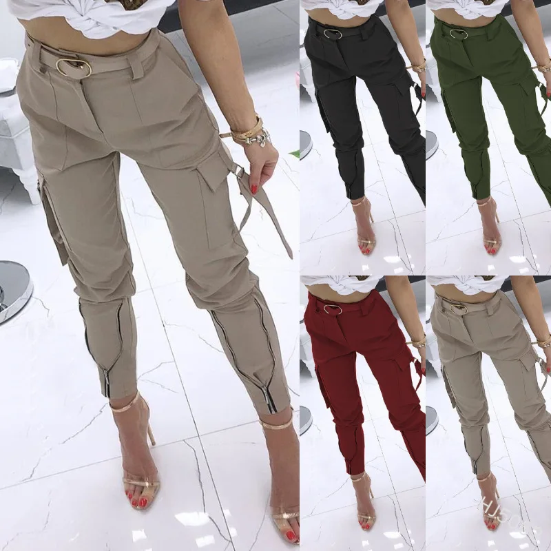 Woman High Waist Clothes Streetwear Straight Pockets Casual Pants Women ...