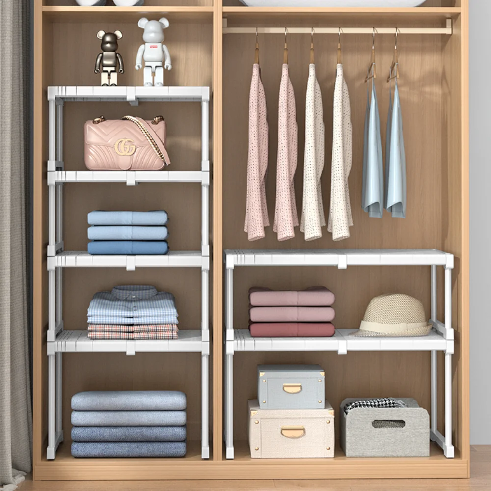 Adjustable-Closet-Shelf-Punch-Free-Telescopic-Wardrobe-Organizer ...