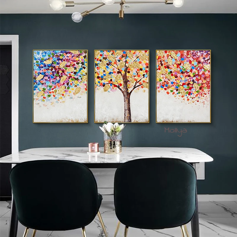 Home Decor High Quality 3pieces Abstract Oil Painting Hand Painted On ...