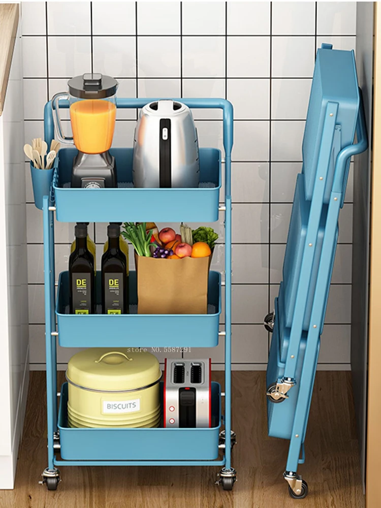 Heavy-Duty-Foldable-Metal-Rolling-Rack-Cart-3-Tier-Storage-Organizer ...