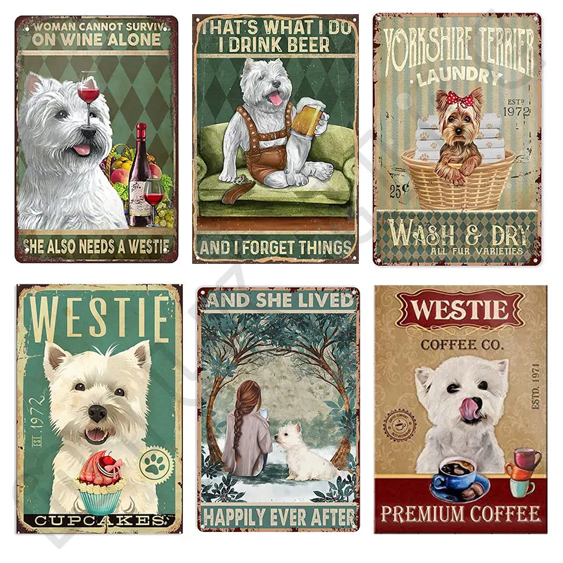Funny-Westie-Terrier-Dog-Metal-Tin-Sign-Poster-for-Pet-Shop-Toilet-Farmhouse-Bathroom-Garage ...