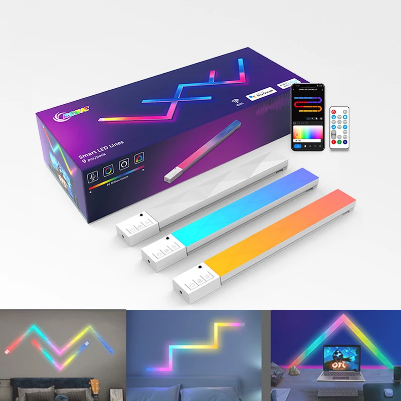 Smart-LED-Lightbar-RGB-Light-Wall-Light-Indoor-WiFi-RGBIC-Light-Panels ...