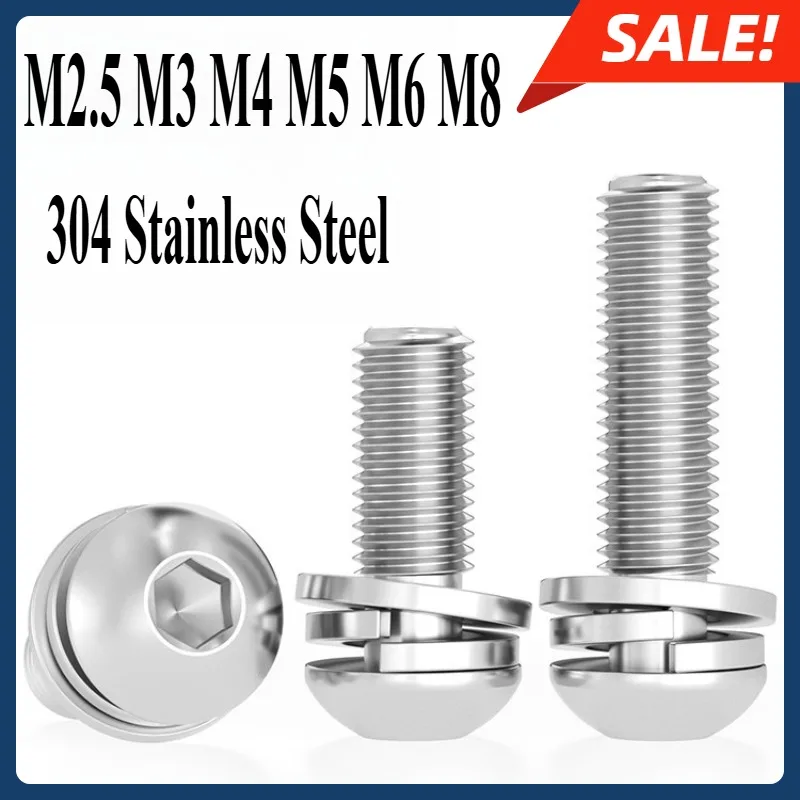 Hexagon Hex Socket Button Head Screw Bolt With Flat Spring Washer ...