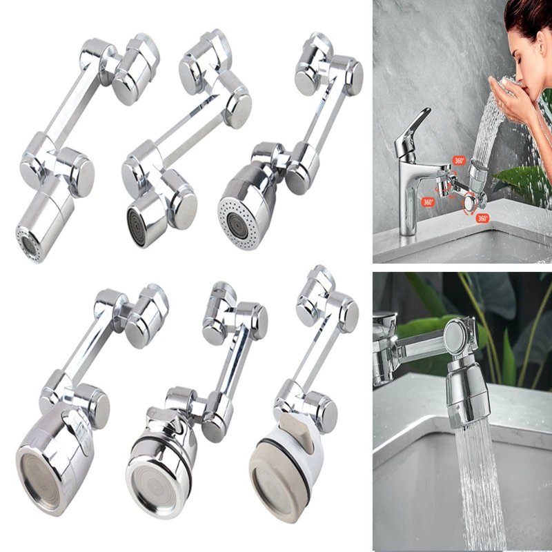 3 Water Outlet Modes 1440° Rotation Robotic Arm Faucet Aerator Extender ...