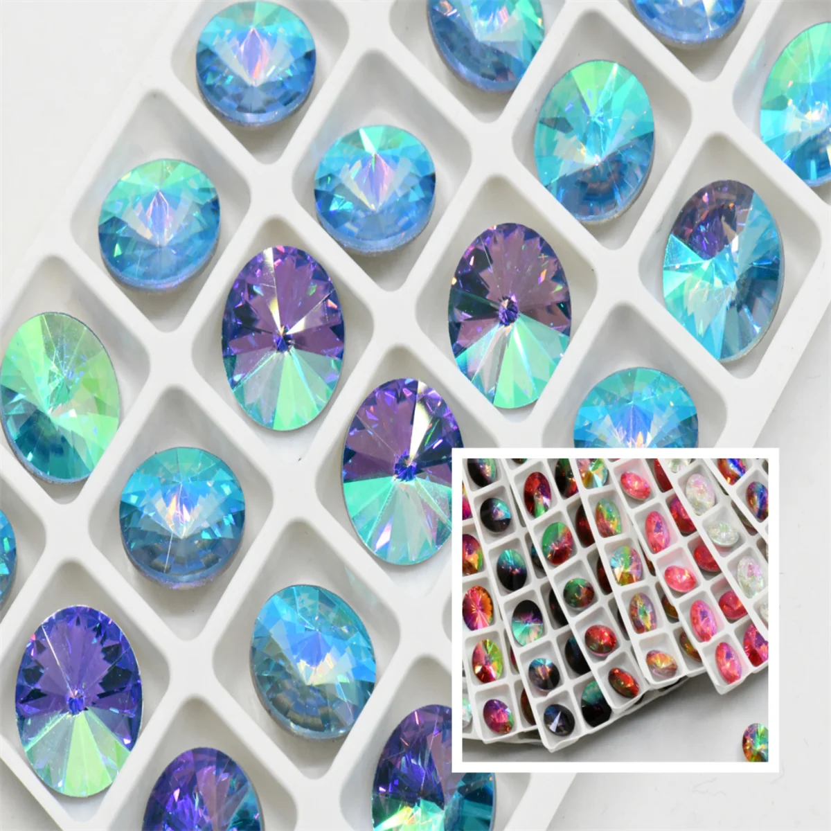 K9 14mm Rivoli Glitter Crystal Rhinestones For Crafts Glass Pointback ...