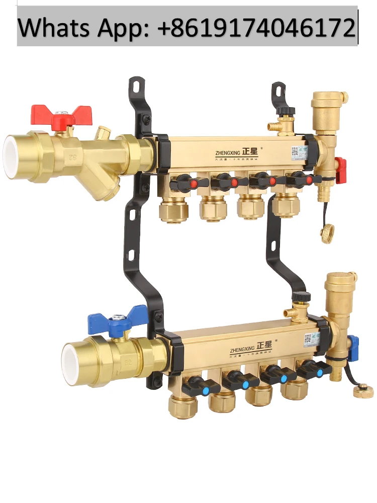 High flow all copper 4/5-way underfloor heating pipe collector and ...