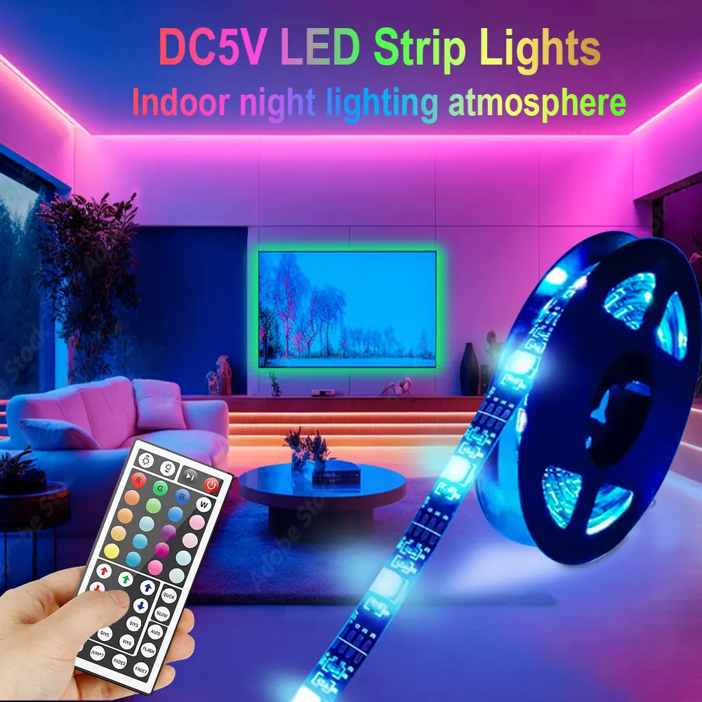 RGB USB LED Light 1-40meters LED Strip Lights Changing Remote Control ...